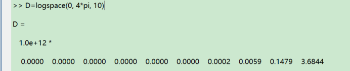【Matlab作业】MATLAB语言基础_使用logspace函数创建0~4π的行向量,有20个元素,查看元素分情况-CSDN博客