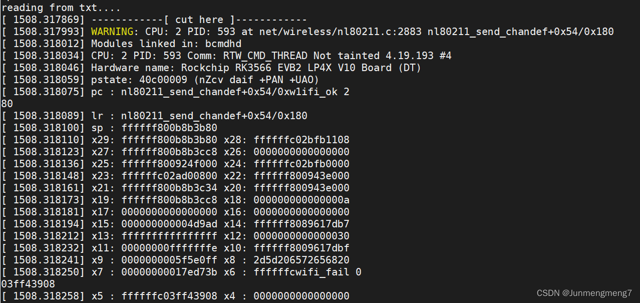 WARNING:CPU :2 PID:593 at net/wireless/nl802.c:2883 nl80211_send ...