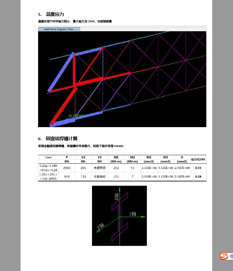 山西55m跨路桁架项目 PART 1.SAP2000 与PKPM 模型对比(两端铰接模型) PART 2.SAP2000桁架连接节点分析 ...