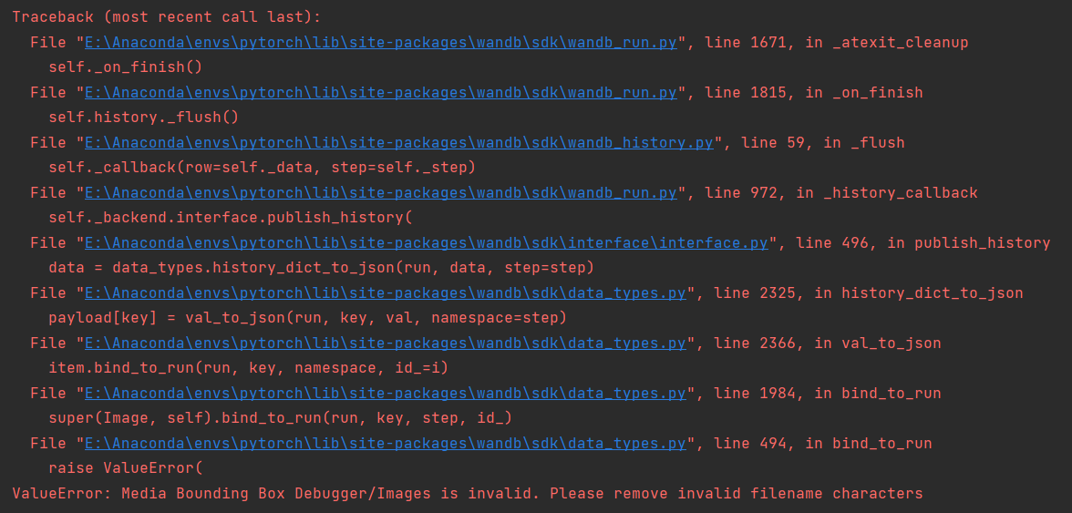 ValueError: Media Bounding Box Debugger/Images is invalid. Please remove invalid filename ...