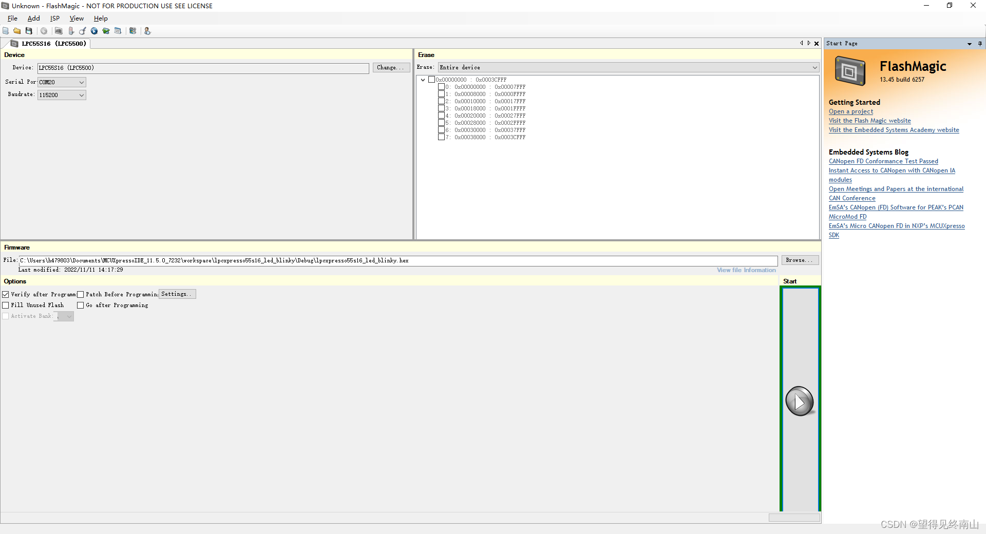 LPC55S16 ISP模式 下载程序-flash magic 软件_lpc5516 串口下载-CSDN博客