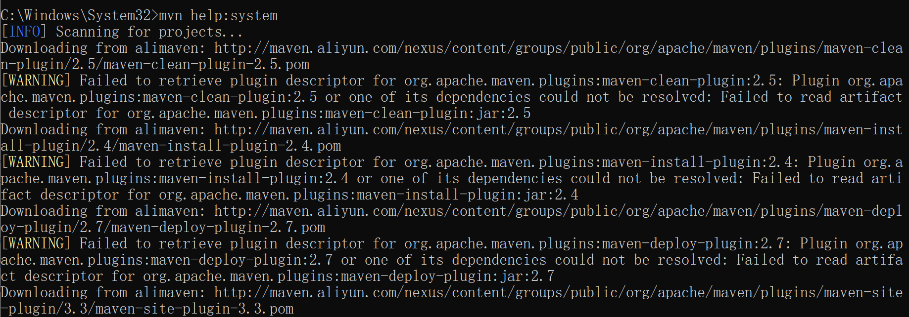 Maven配置时出错：failed to retrieve plugin descriptor for_failed to retrieve plugin descriptor for org ...