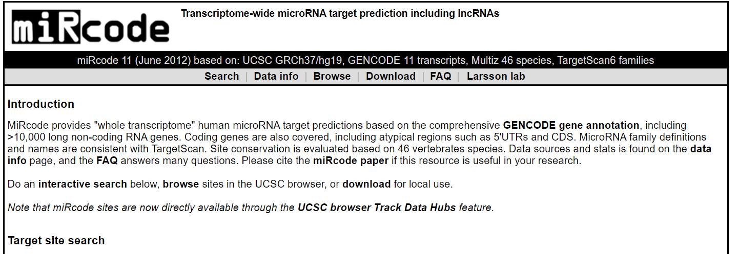 分享miRNA和lncRNA靶向预测网站——miRcode，lncRNABase，starbase，RegRNA2.0-CSDN博客