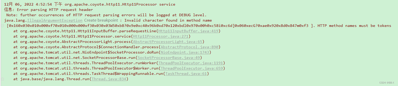 不合法参数异常 方法名中有无效字符 Invalid Character Found In Method Nameinvalid Character Found In Method Name