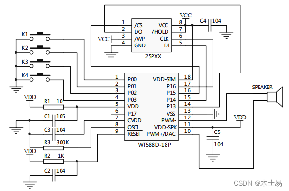 WT588D 语音芯片及模块应用电路_wt588d语音模块 csdn-CSDN博客