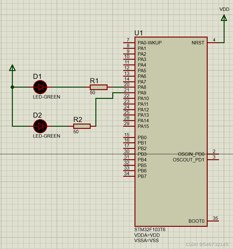 Proteus仿真stm32f103t6点灯不用cube,适合初学stm32 Csdn博客