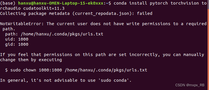 conda安装pytorch报错Collecting package metadata (current_repodata.json): failed_conda install ...