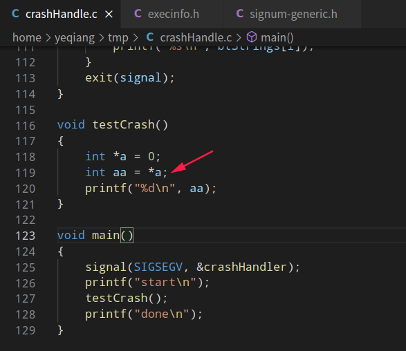 C语言获取程序崩溃信号，打印调用栈backtrace、backtrace_symbols、addr2line_godot 3.5 打印crash调用栈-CSDN博客
