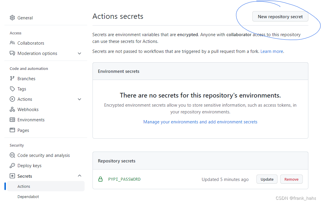 github action配置secrets-CSDN博客