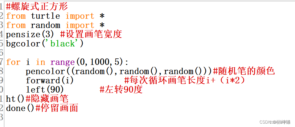 Python螺旋式正方形 Csdn博客