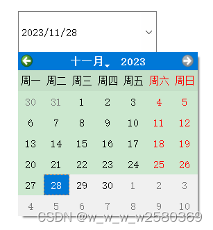 QDateTime QCalendarWidget：Qt默认日历样式设置_calendarview设置时间-CSDN博客