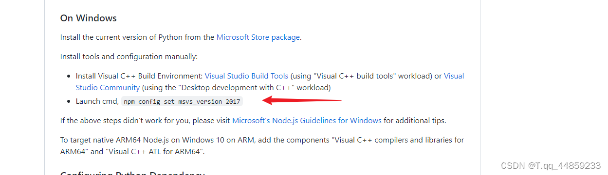 下载node-gyp依赖包报错：gyp ERR! find VS msvs_version not set from command line or npm config_not ...