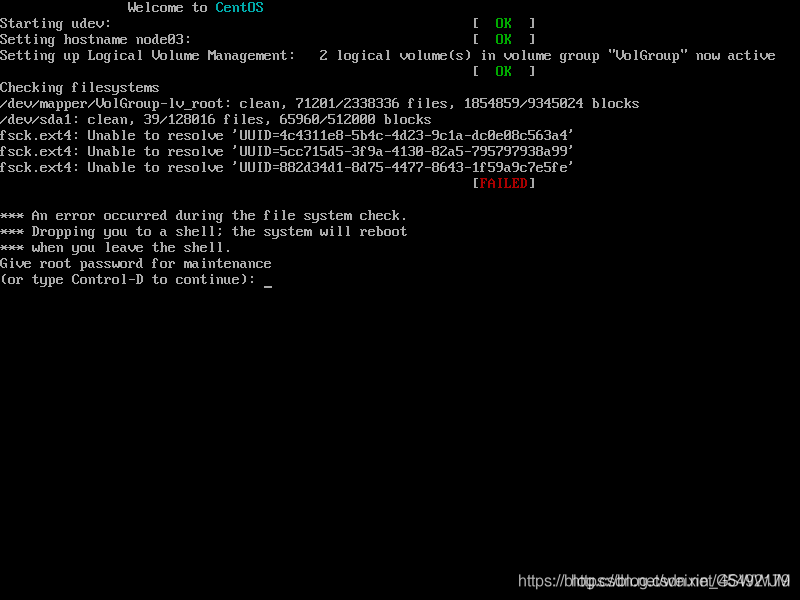 Linux开机出现Give root password for maintenance (or type Control-D to continue):解决办法之一二-CSDN博客
