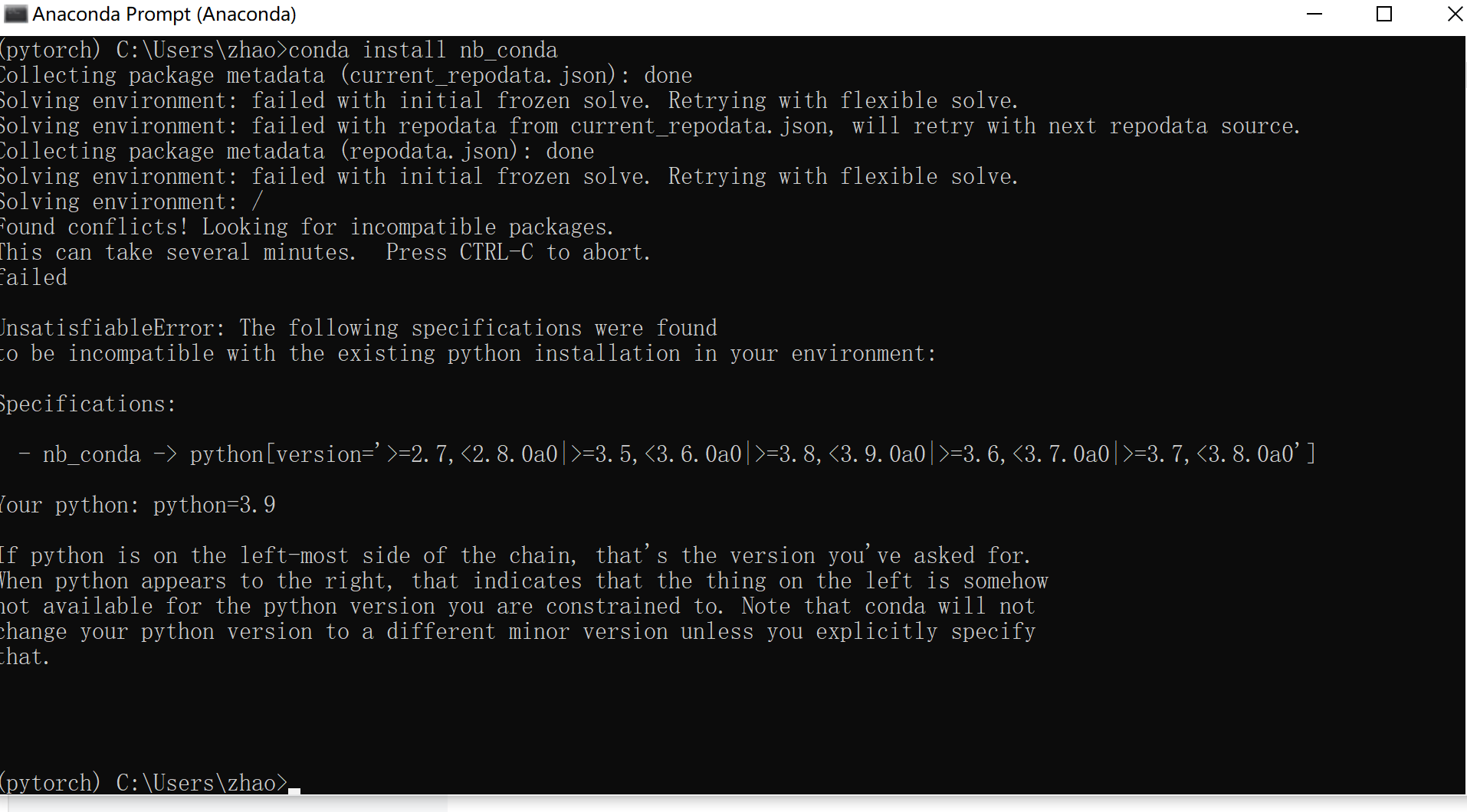 基于python3.9的在pytorch中配置jupyter配置失败的解决办法_python 3.9.18 pytorch安装jupyter-CSDN博客