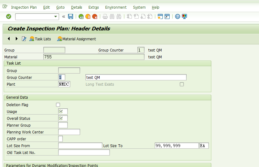 SAP QM 执行事务代码QP01，系统报错 -Material type FOOD is not defined for task list ...
