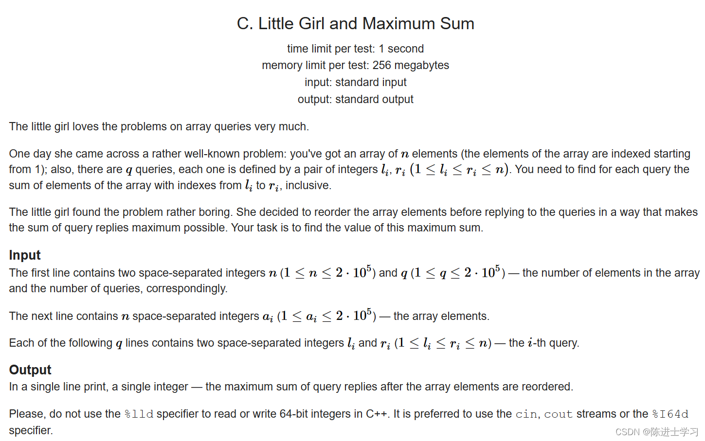 C. Little Girl and Maximum Sum（差分&贪心）-CSDN博客