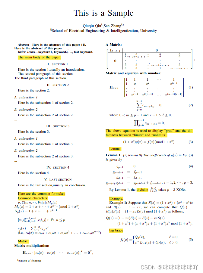 Latex + IEEEtran模板 + 样例 + 数学符号表-CSDN博客