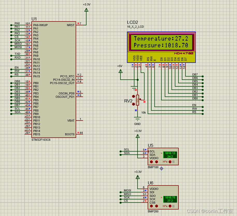 基于STM32CubeMX+STM32F103C6Tx+BMP280的温度压力采集Proteus仿真设计-CSDN博客