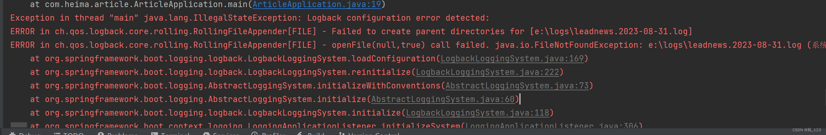 Springboot启动报错“logback Configuration Error Detected”的解决方案 Csdn博客