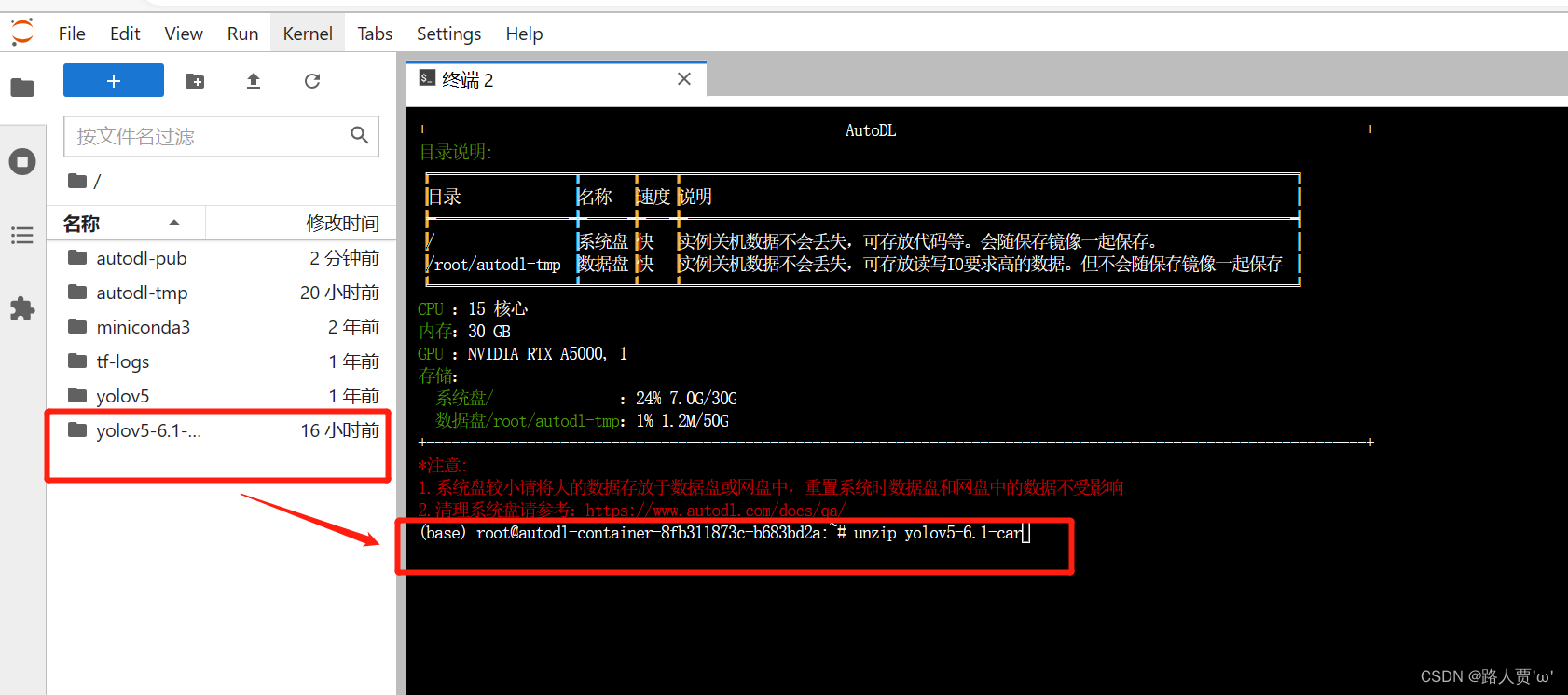手把手教你使用AutoDL云服务器训练yolov5模型-CSDN博客
