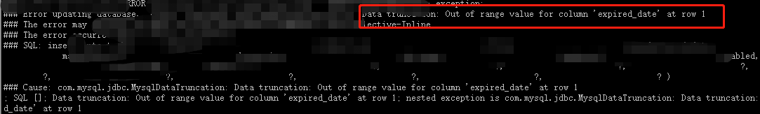 数据库报错 Data truncation: Out of range value for column ‘XXXX‘ at row 1_data out of range-CSDN博客