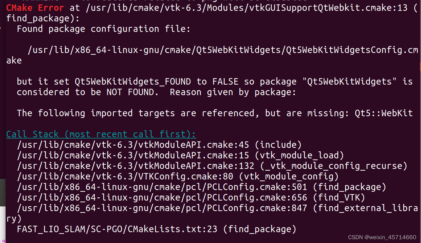 [bug Catkin Make时出现“qt5webkitwidgets“错误 ] Csdn博客