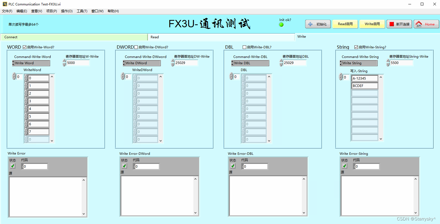 LabVIEW通过MC协议实现与三菱FX 3U系列PLC的通讯(TCP)_labview向plc输出数据-CSDN博客