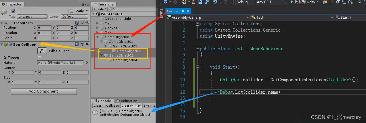 GameObject.GetComponent获取组件与GetComponentInChildren方法的区别-CSDN博客