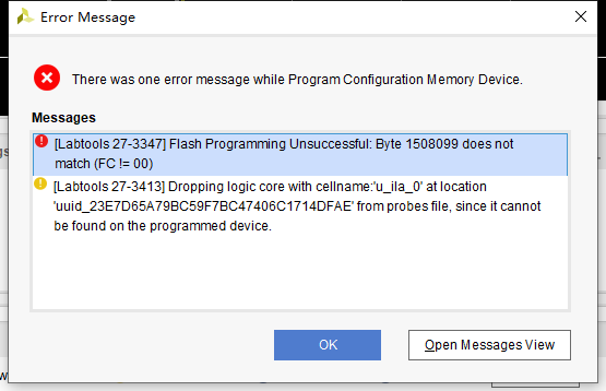 vivado错误日志：[Labtools 27-3347] Flash Programming Unsuccessful-CSDN博客