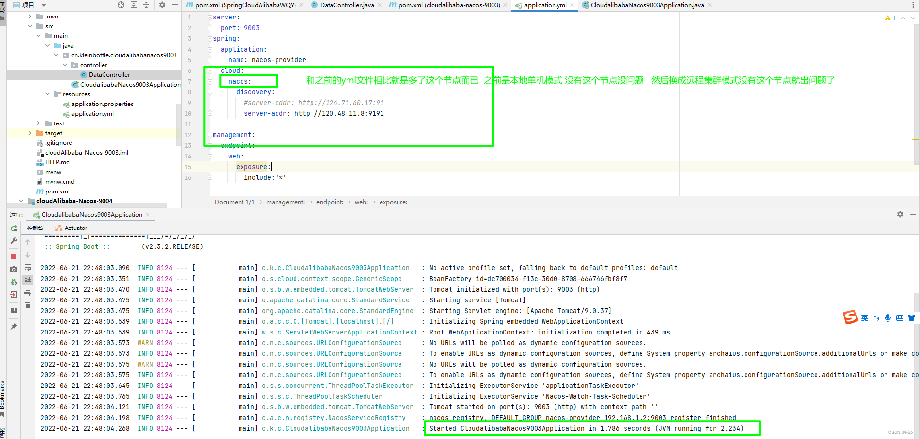 failed to req API:/nacos/v1/ns/instance after all servers([localhost:8848]) tried: java.net ...