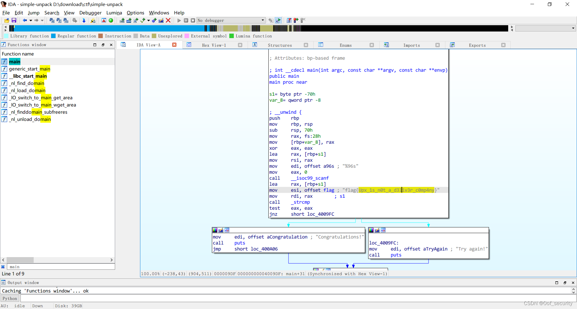 [XCTF] reverse simple-unpack_simple-unpack xctf-CSDN博客