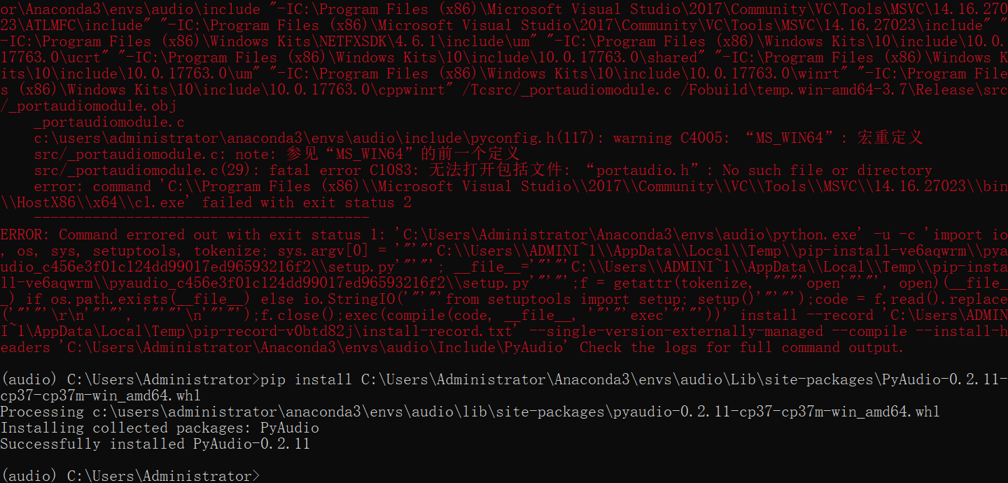 pyaudio安装失败解决方法_pyaudio下载失败-CSDN博客
