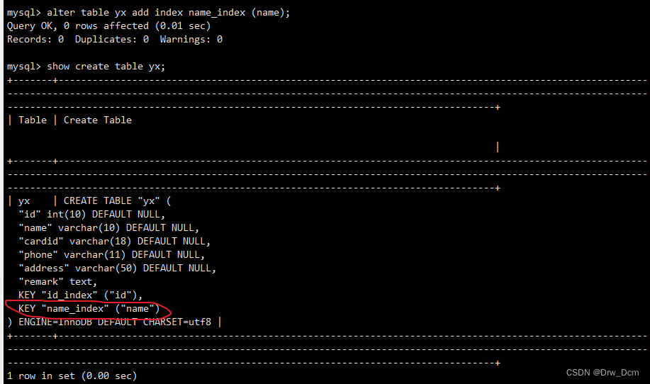 Mysql数据库索引create Table Test Csdn博客