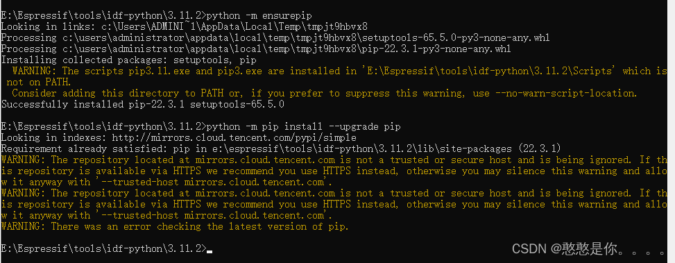 ESP32-搭建可能遇到的问题以及解决方法_python.exe -m pip" is not valid-CSDN博客