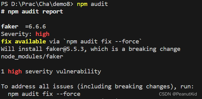 faker.js报错，faker.js报错Cannot find module ‘D:\Prac\Cha\demo8\node_modules\faker\index.js‘，安装显示存在高危 ...