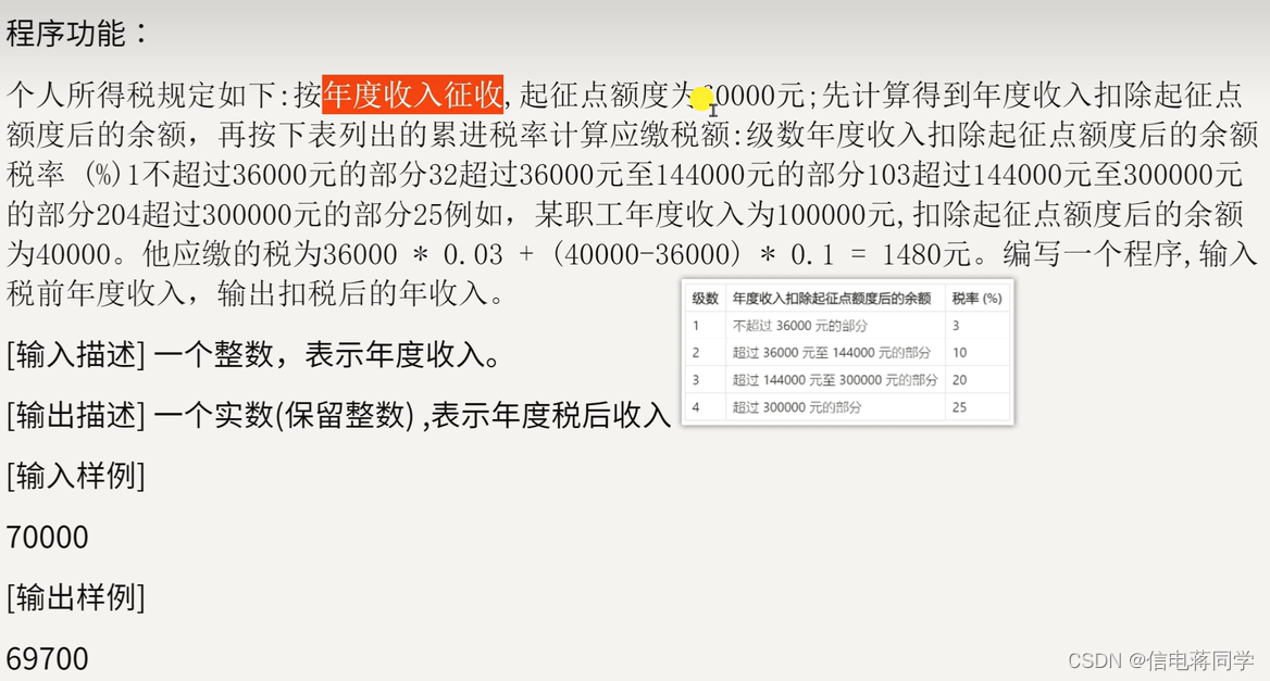浙江省高校计算机等级考试二级python 程序设计题13——个人所得税2023备考浙江省计算机二级python题库 Csdn博客