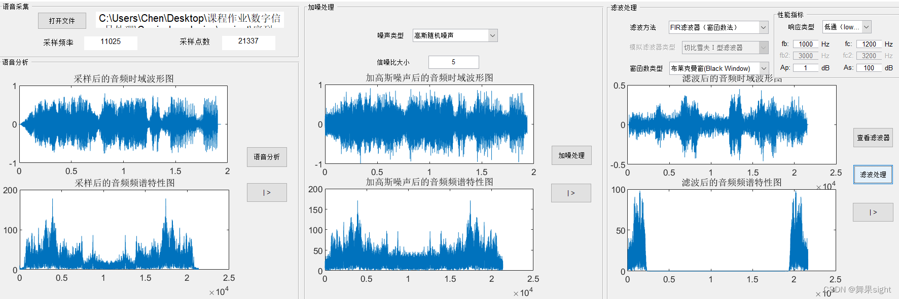 【数字信号处理课程设计】基于matlab实现语音信号的采集与处理（偏重滤波）matlab舞果sight 华为云开发者联盟 