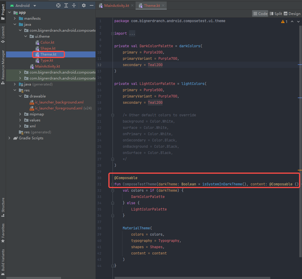 【android Jetpackcompose】1、实战聊天界面： Compose 可组合函数、用 Row 和 Column 设计布局、materialdesign 样式、列表、动画