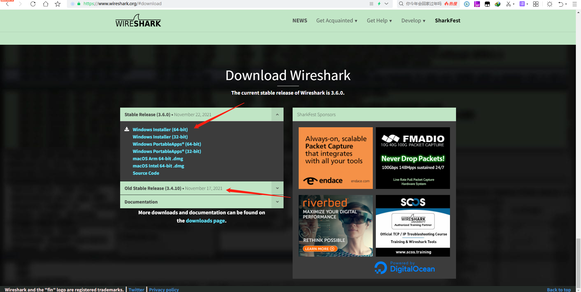 wireshark官网上下载最新及历史版本-CSDN博客