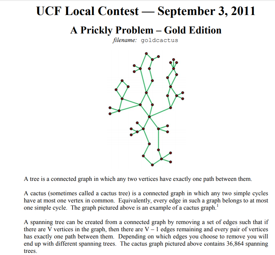 UCF Local Contest A Prickly Problem_ucf local contest —-CSDN博客