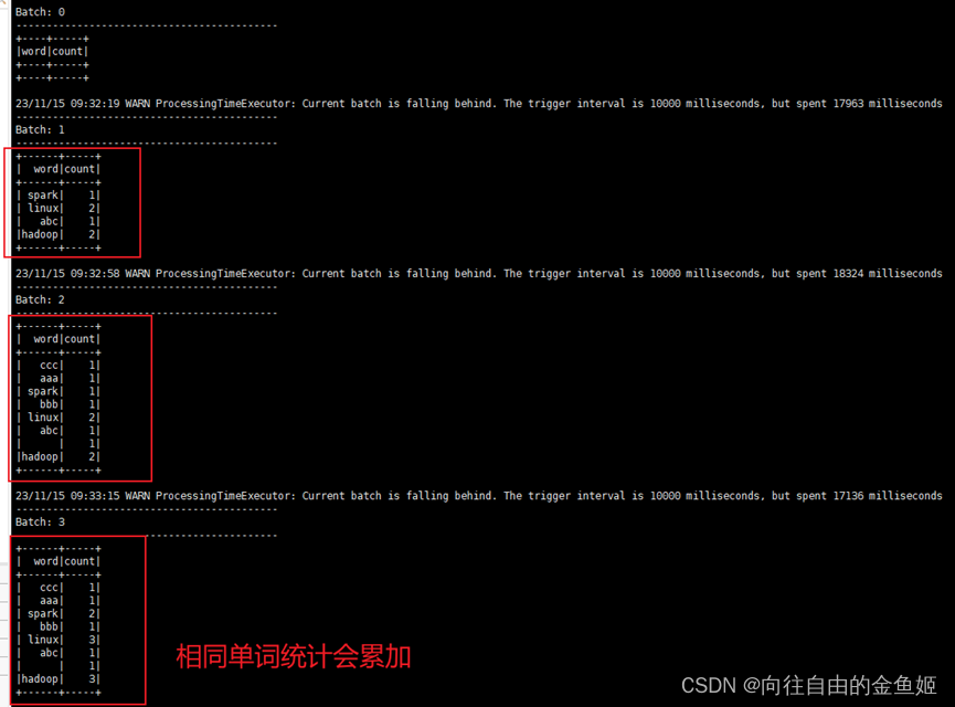 Spark Streaming编程实现流的词频操作a使用套接字流作为数据源编写程序实现spark Streaming进行词频统计。 注意