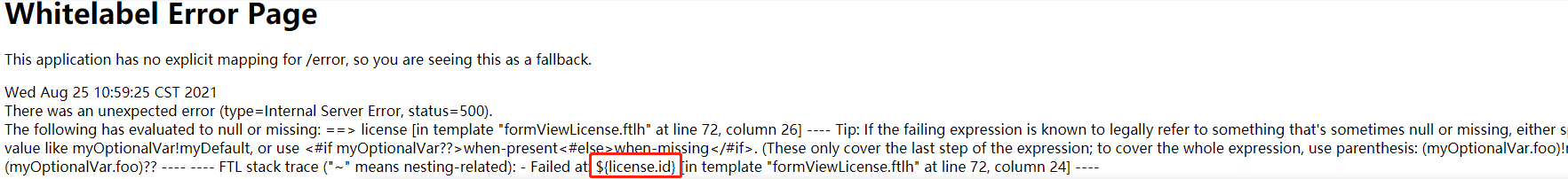 springboot整合freemarker FTL stack trace (“~“ means nesting-related ...