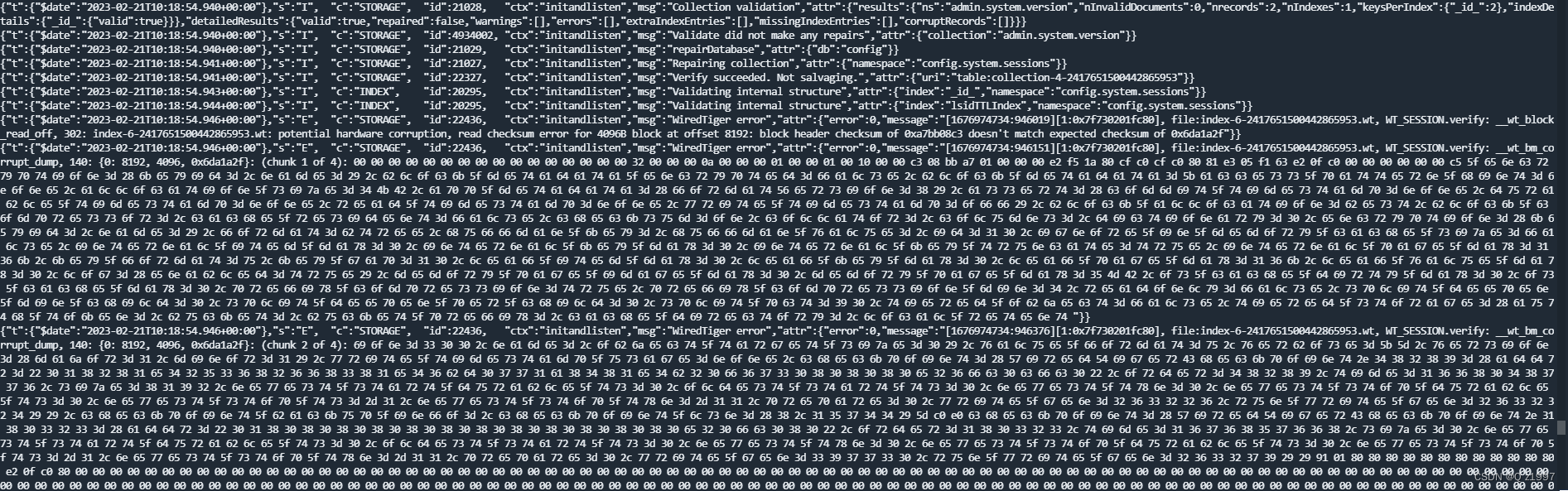 Docker Mongodb 断电 启动一会 自动停止问题 Read Checksum Error For 4096b Block At Offset 8192 Csdn博客