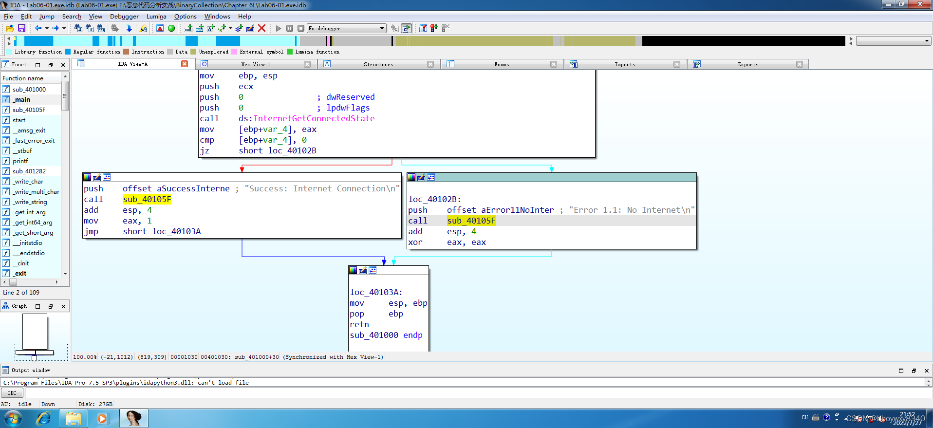 恶意代码分析实战5-6章课后题_view->graphs->user xrefs chart-CSDN博客
