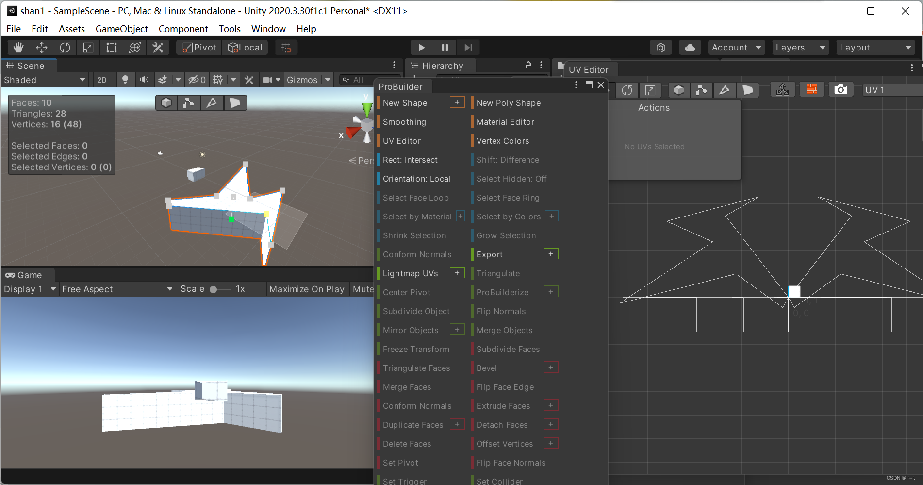 Unity3d 内置建模工具ProBuilder安装和基本使用_unity銝要ew poly shape-CSDN博客
