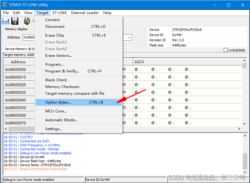 利用stm32 St Link Utility 解除芯片读保护stm32 St Link Utility解除读保护 Csdn博客