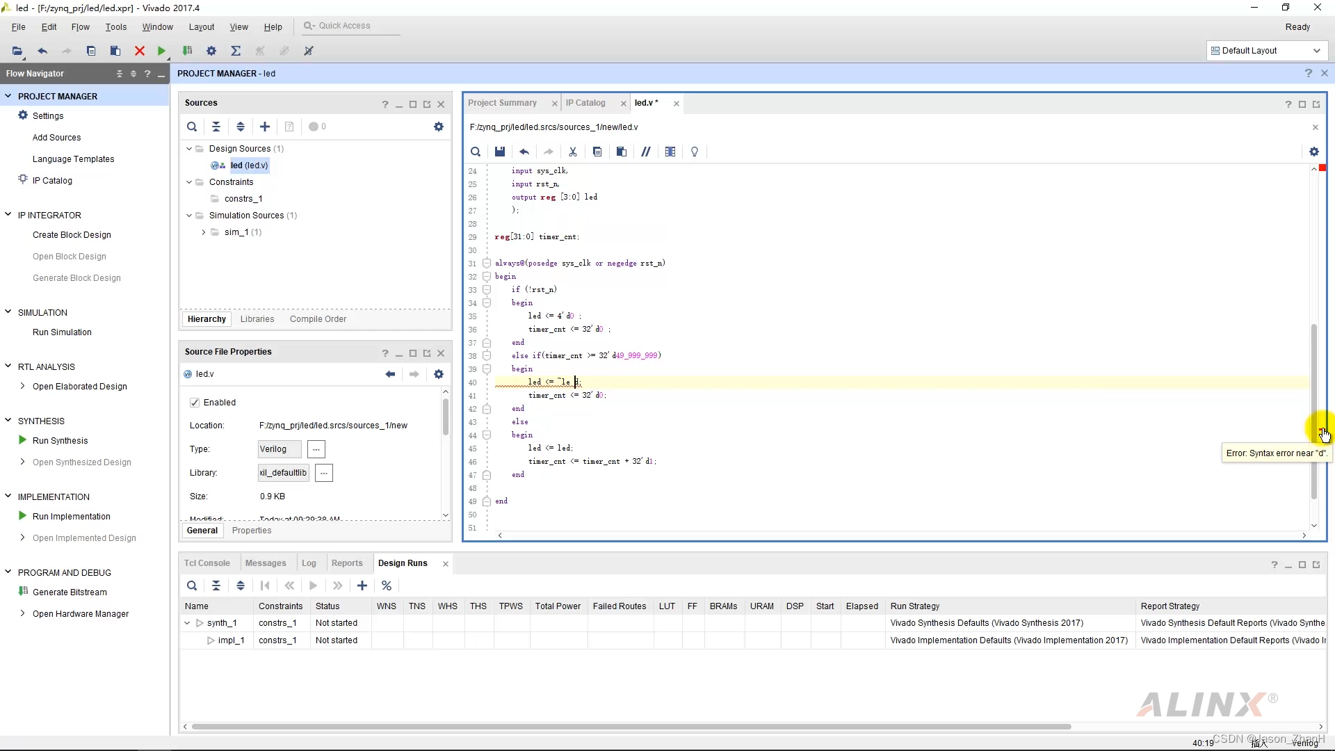 【ALINX】FPGA ZYNQ视频教程AX7020教程—02_Vivoda初体验LED灯工程_alinx ax7020-CSDN博客