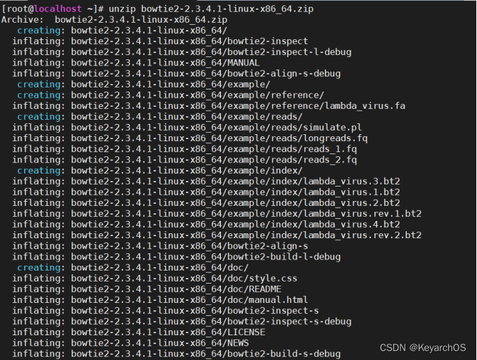 在KeyarchOS操作系统上安装运行Bowtie2(测序序列与参考序列比对)_bowtie2构建索引-CSDN博客