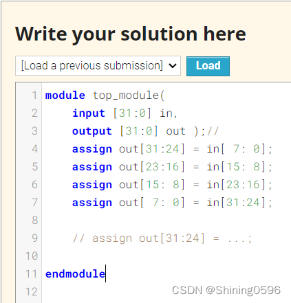 Verilog之Vector part select :Vector2_一个 32 位向量可以看作是包含 4 个字节(位 [31:24]、[23:16] 等)。构建一个将反-CSDN博客