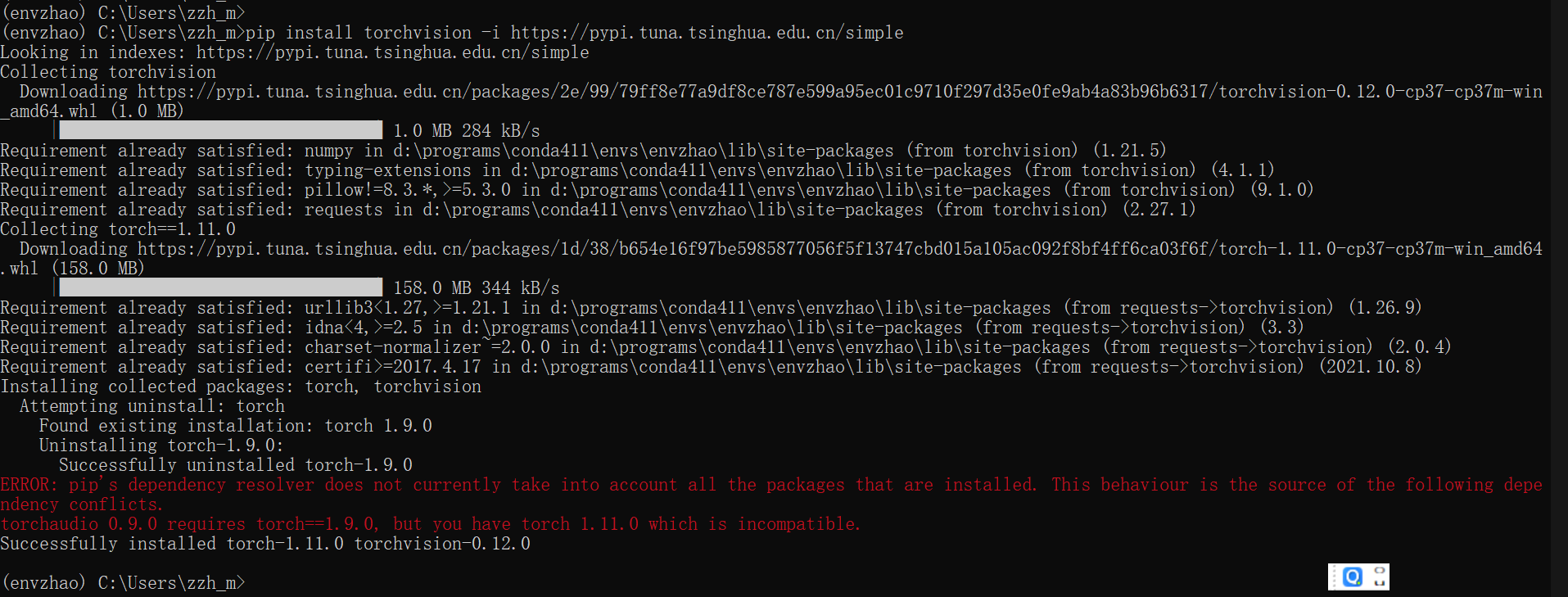 YOLOV5 error prompt (TORCHVISION and TORCH version are not compatible) - Programmer Sought